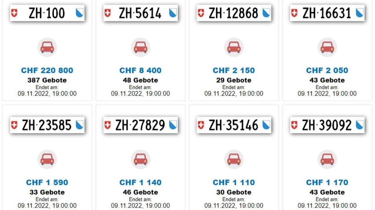Versteigerung von Autonummer - Rekordsumme für Nummernschild «ZH 100 ...