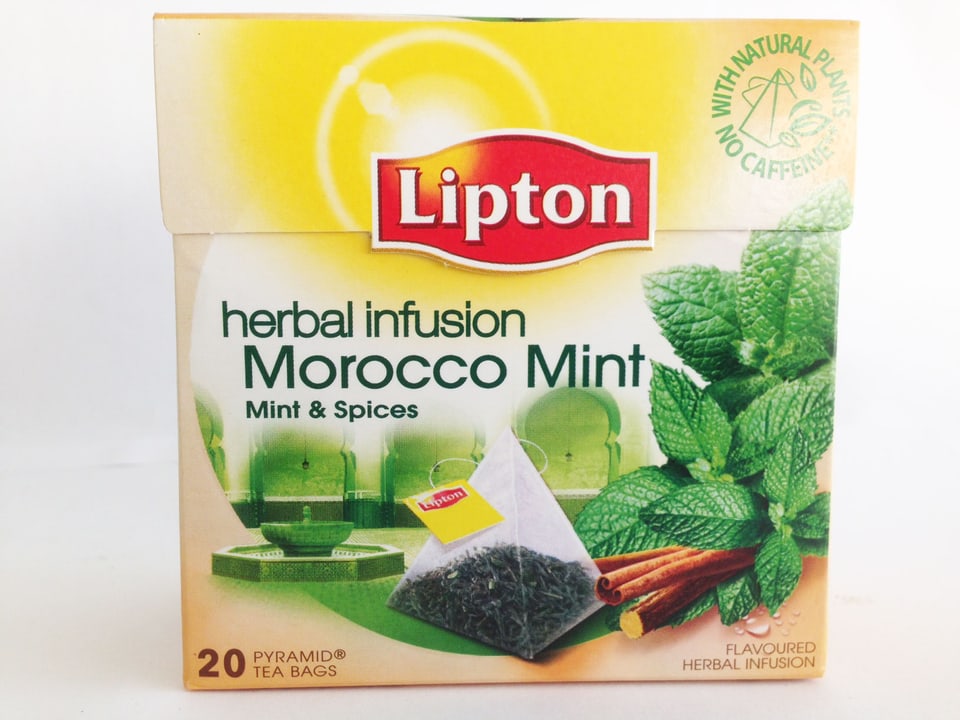 Etiketten-Schwindel - Lipton-Tee: Minz-Büschel drauf, Minz-Brösmeli ...