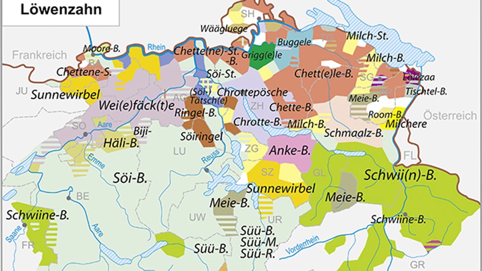 Schweiz Karte Uebersicht Dialekte In Deutschland