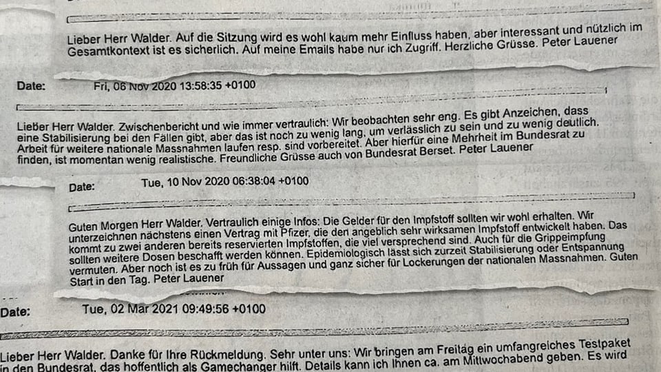 Corona-Indiskretionen - Neue E-Mails zwischen Lauener und Walder publik ...