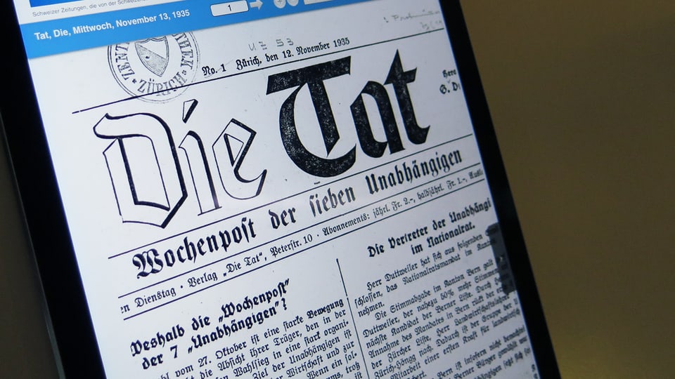 Netzwelt - «Die Tat» – ein Stück Schweizer Geschichte ist nun online ...