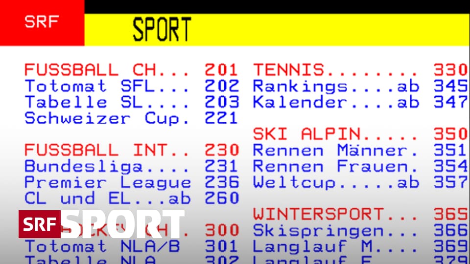Allgemein - Sport im Teletext mit neuer Aufteilung - Sport - SRF